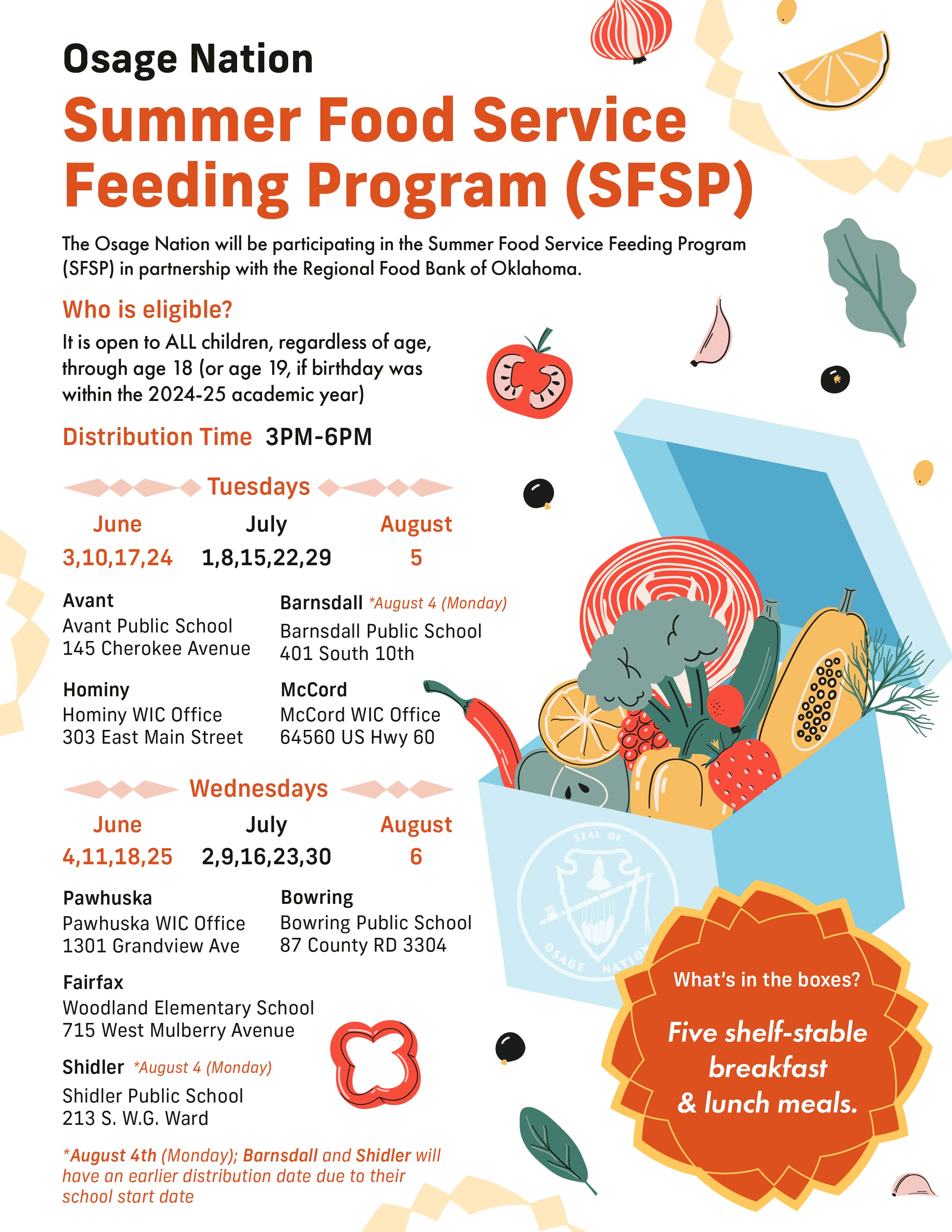 Osage Nation Summer 2025 Food Service Program Launches June 3 | Osage Nation